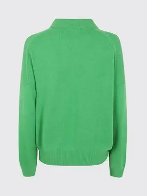 LISA YANG Pure Cashmere Relaxed Fit Long Sleeve Knitted Polo - Forest Green