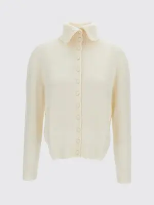 LISA YANG Pure Cashmere High Neck Cardigan - White