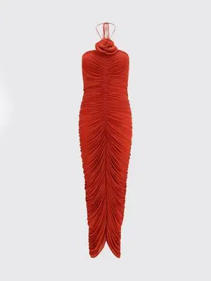 Magda Butrym Jersey Sheath Midi Dress With Halter Neck And Flower