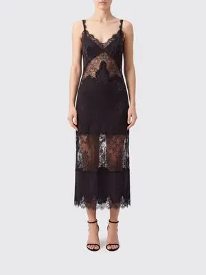 Pinko Satin Slip Midi Dress With V-neck And Thin Straps