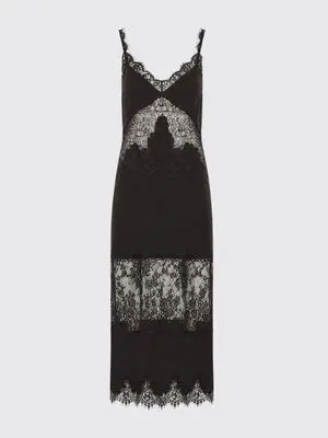 Pinko Satin Slip Midi Dress With V-neck And Thin Straps