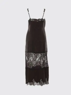 Pinko Satin Slip Midi Dress With V-neck And Thin Straps