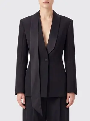 Attico Slim Fit Virgin Wool Blazer With Satin Shawl Collar