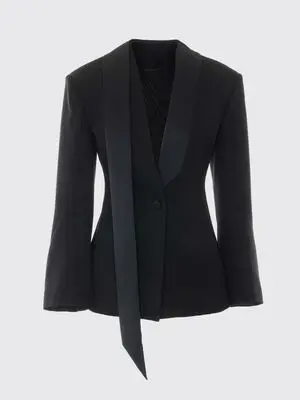 Attico Slim Fit Virgin Wool Blazer With Satin Shawl Collar