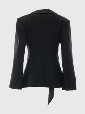 Attico Slim Fit Virgin Wool Blazer With Satin Shawl Collar