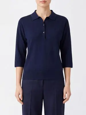 LISA YANG Pullover With Polo Collar - Navy