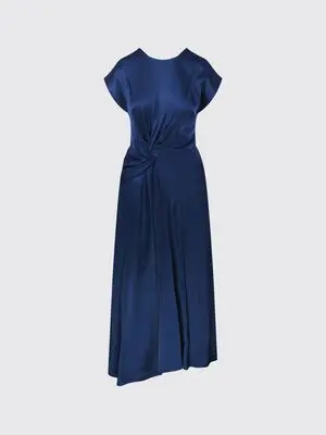 Victoria Beckham Asymmetrical Ruched Waist Midi Dress