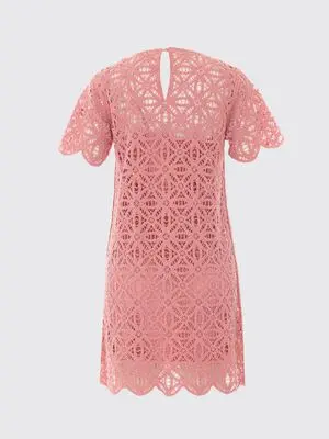 Michael Kors Short-sleeved Lace Sheath Mini Dress With Crew Neck