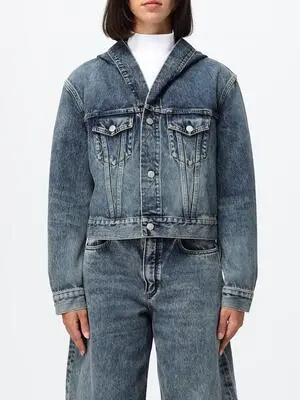 Alaïa Cropped Hooded Denim Jacket