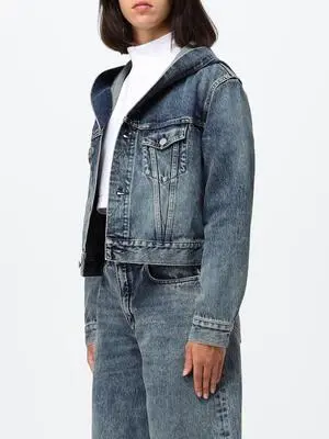 Alaïa Cropped Hooded Denim Jacket