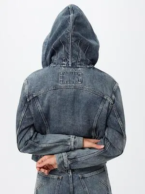 Alaïa Cropped Hooded Denim Jacket