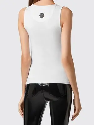 Philipp Plein Teddy Bear Print Square Neck Tank Top