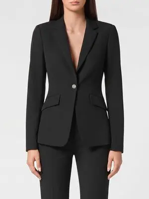 Philipp Plein Single-breasted Cropped Crêpe Blazer With Skull Print And Rhinestones - Black