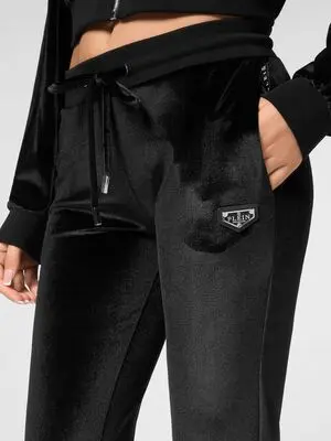 Philipp Plein Slim Fit Chenille Velvet Jogging Trousers With Drawstring Waist - Black