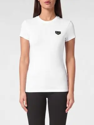 Philipp Plein Slim Fit Jersey T-shirt With Contrast Logo - White