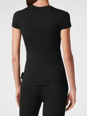 PLEIN SPORT Slim Fit Jersey T-shirt With Contrast Logo - Black
