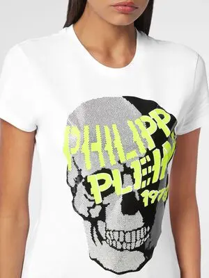 Philipp Plein Slim Fit Jersey T-shirt With Rhinestone Skull Print