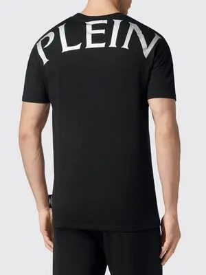 PLEIN SPORT Jersey T-shirt With Dropped Shoulders And Back Logo Print - Black 1