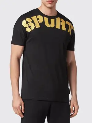 PLEIN SPORT Jersey T-shirt With Dropped Shoulders And Back Logo Print - Black