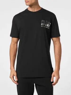 PLEIN SPORT Jersey T-shirt With Graphic Print And Laminated Contrast Logo