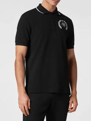 PLEIN SPORT Short-sleeve Jersey Polo Shirt With Classic Collar And Logo White 1
