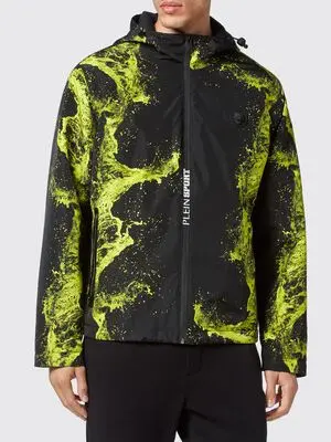 PLEIN SPORT Abstract Print Hooded Windbreaker Jacket
