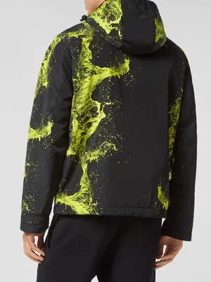 PLEIN SPORT Abstract Print Hooded Windbreaker Jacket