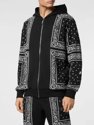 Philipp Plein Relaxed Fit Zip-up Jersey Hoodie With Paisley Print