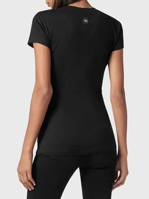 Philipp Plein Slim Fit Jersey T-shirt With Contrast Logo Print - Black