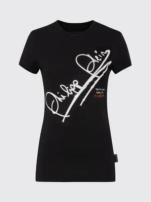 Philipp Plein Slim Fit Jersey T-shirt With Contrast Logo Print - Black