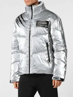 PLEIN SPORT Quilted Nylon Puffer Jacket With High Neck And Logo