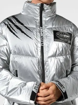 PLEIN SPORT Quilted Nylon Puffer Jacket With High Neck And Logo