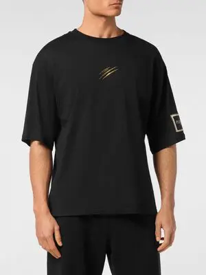 PLEIN SPORT Jersey T-shirt With Back Laminated Logo Print