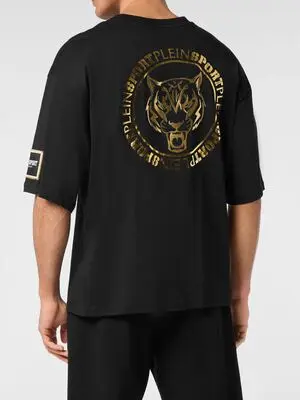 PLEIN SPORT Jersey T-shirt With Back Laminated Logo Print