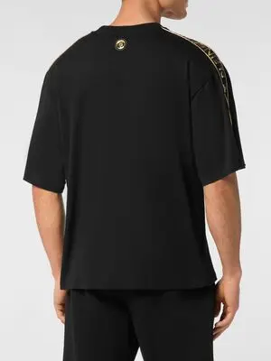 PLEIN SPORT Jersey T-shirt With Contrasting Laminated Logo - Black