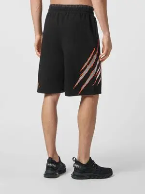 PLEIN SPORT Jersey Sports Shorts With Allover Graphic Print
