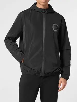 PLEIN SPORT Technical Fabric Hooded Windbreaker Jacket