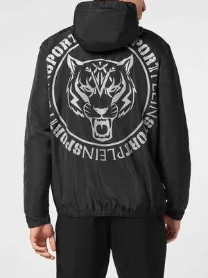 PLEIN SPORT Technical Fabric Hooded Windbreaker Jacket