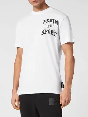 PLEIN SPORT Cotton Jersey T-shirt With Crew Neck And Back Logo - White