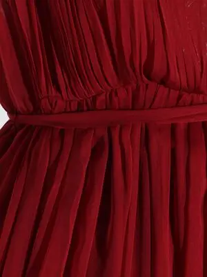 Alberta Ferretti Long Silk Evening Gown With V-neck And Long Sleeves