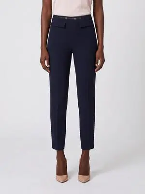 Elisabetta Franchi High-waisted Skinny Crêpe Trousers With Flap Pockets - Blue