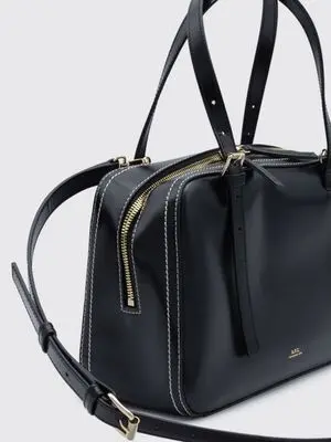 A.p.c. Smooth Leather Handbag With Removable Shoulder Strap - Black