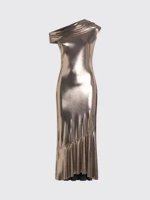 COLLINI MILANO 1937 Anna One-shoulder Lamé Jersey Midi Evening Dress
