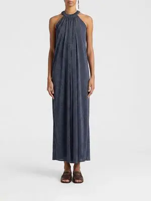 Momoni Yuca Halter Neck Midi Tunic Dress In Viscose Lurex Blend