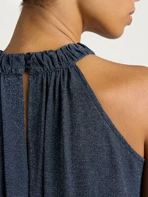 Momoni Yuca Halter Neck Midi Tunic Dress In Viscose Lurex Blend