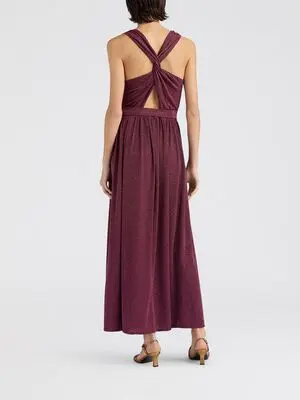 Momoni Flared V-neck Midi Dress In Viscose Lurex Blend