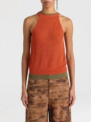 Momoni Cary Halter Neck Knit Top In Linen Blend
