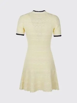 SELF-PORTRAIT Cotton-knit Sheath Mini Dress With Bow Detail