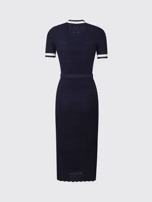 SELF-PORTRAIT Slim Fit Mini Knit Dress In Cotton Blend With Bow And Belt