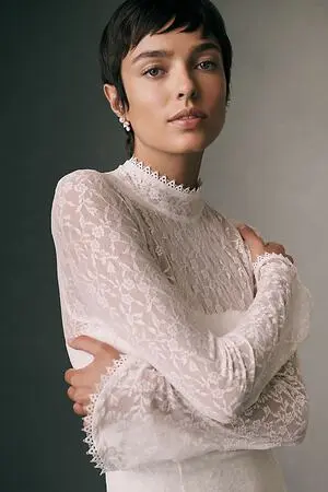 Bhldn Long-sleeve Lace Maxi Dress With Bell Sleeves